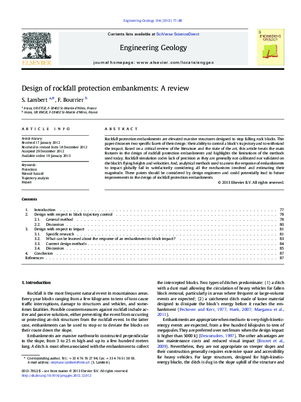 (PDF) Design of rockfall protection embankments: A review