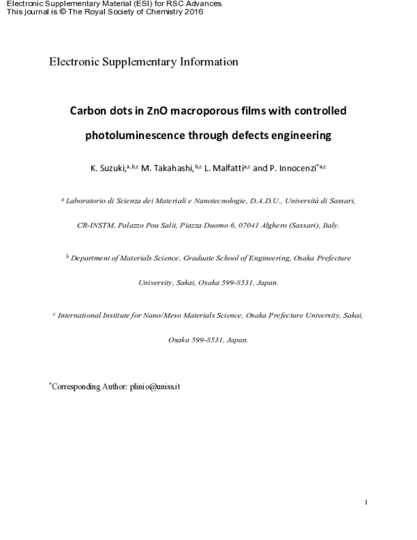 (PDF) Carbon dots in ZnO macroporous films with controlled ...