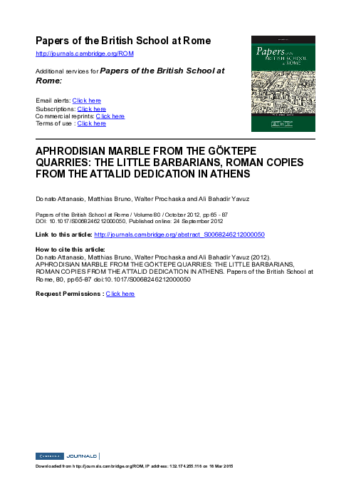 (PDF) Aphrodisian Marble from the Göktepe Quarries: The Little ...