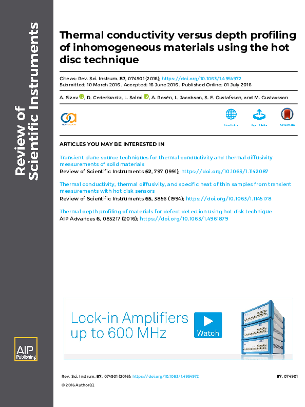 (PDF) Thermal conductivity versus depth profiling of inhomogeneous ...
