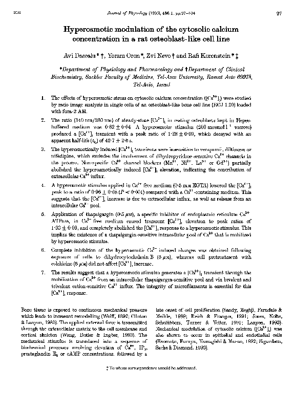 (PDF) Hyperosmotic modulation of the cytosolic calcium concentration in ...