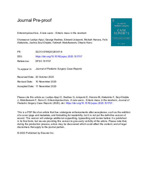 (PDF) Enteromyeloschisis. A rare sacro - Enteric mass in the newborn ...