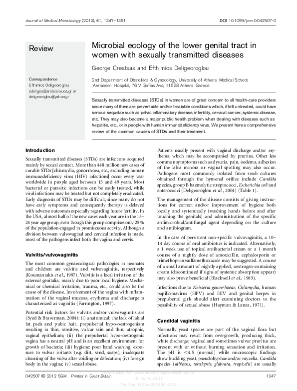 (PDF) Microbial ecology of the lower genital tract in women with ...