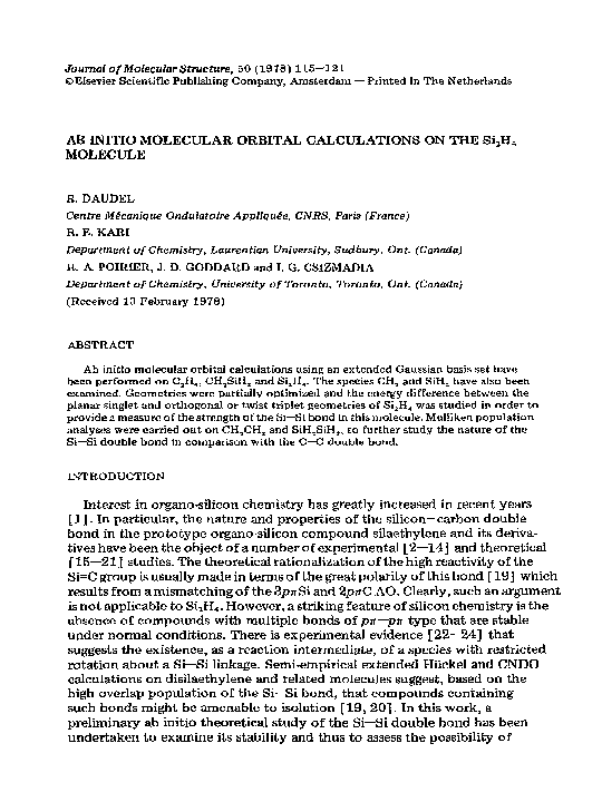 Pdf Ab Initio Molecular Orbital Calculations On Silica Rings