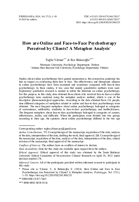(PDF) How are online and face-to-face psychotherapy perceived by ...
