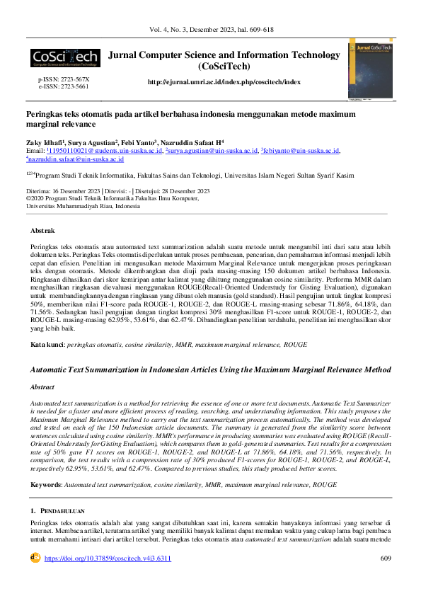 (PDF) Peringkas teks otomatis pada artikel berbahasa indonesia ...