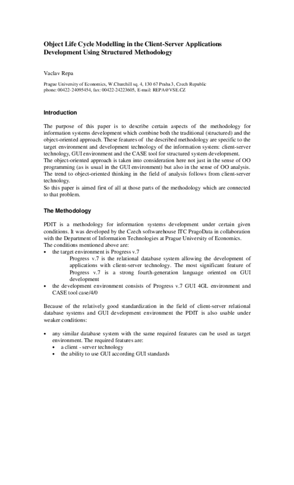 (PDF) Object Life Cycle Modelling in the Client-Server Applications Development Using Structured ...