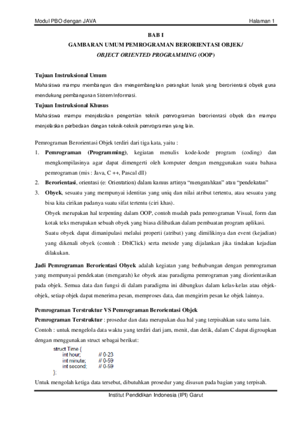 Pdf Modul Pbo Dengan Java