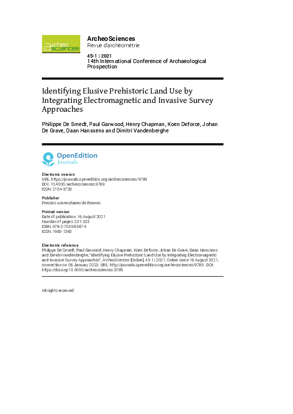 (PDF) Identifying Elusive Prehistoric Land Use by Integrating ...