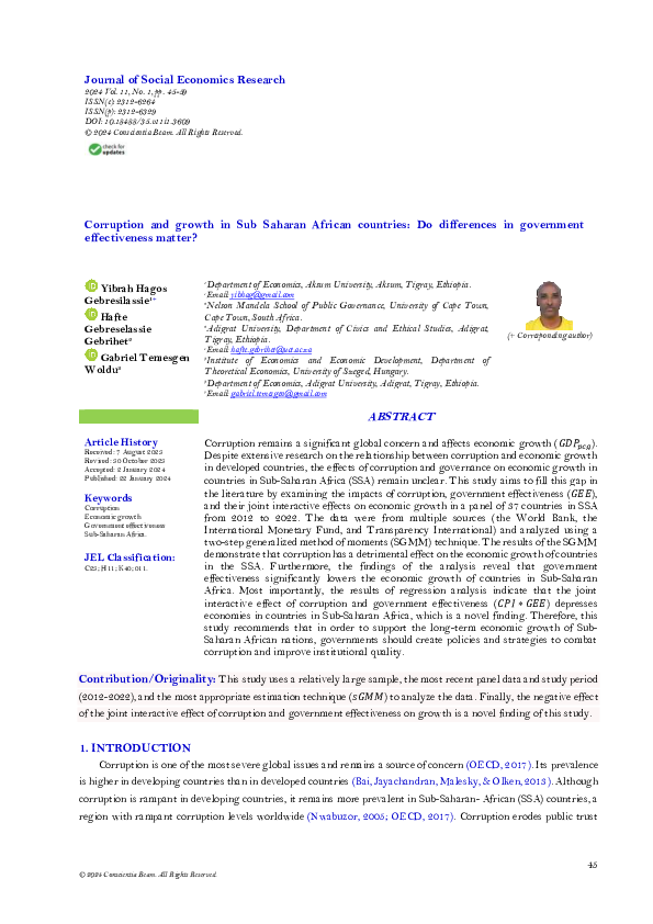 (PDF) Corruption and growth in Sub Saharan African countries: Do ...