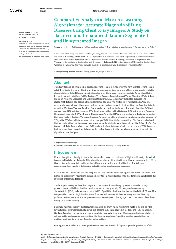 (PDF) Comparative Analysis of Machine-Learning Algorithms for Accurate Diagnosis of Lung ...