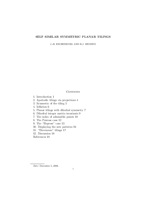 (PDF) Self similar symmetric planar tilings | Hans Jakob Rivertz ...