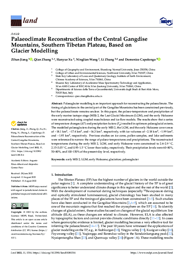 (PDF) Palaeoclimate Reconstruction of the Central Gangdise Mountains ...
