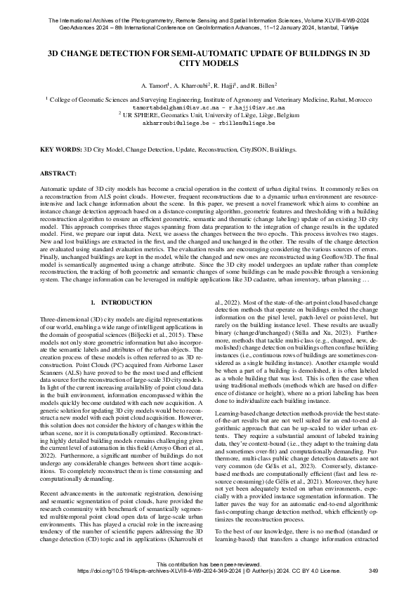 (PDF) 3D Change Detection for Semi-Automatic Update of Buildings in 3D City Models