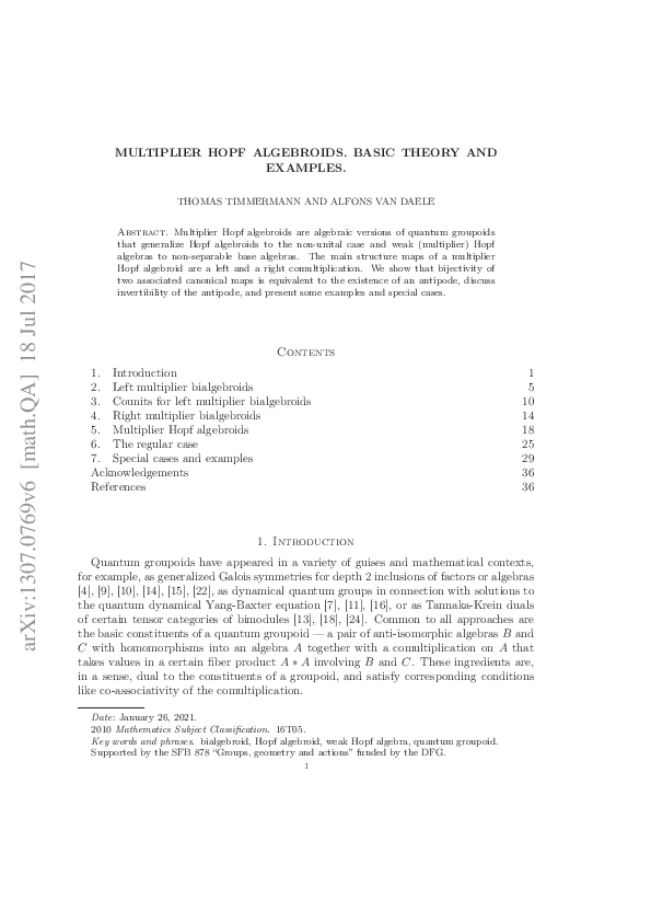 (PDF) Multiplier Hopf algebroids: Basic theory and examples