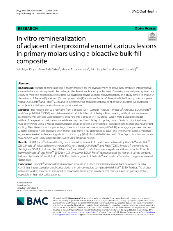 (PDF) In vitro remineralization of adjacent interproximal enamel carious lesions in primary ...