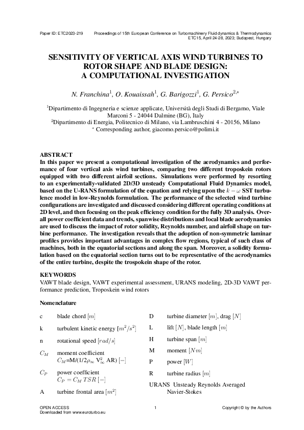 (PDF) Sensitivity of Vertical Axis Wind Turbines to Rotor Shape and Blade Design: a ...