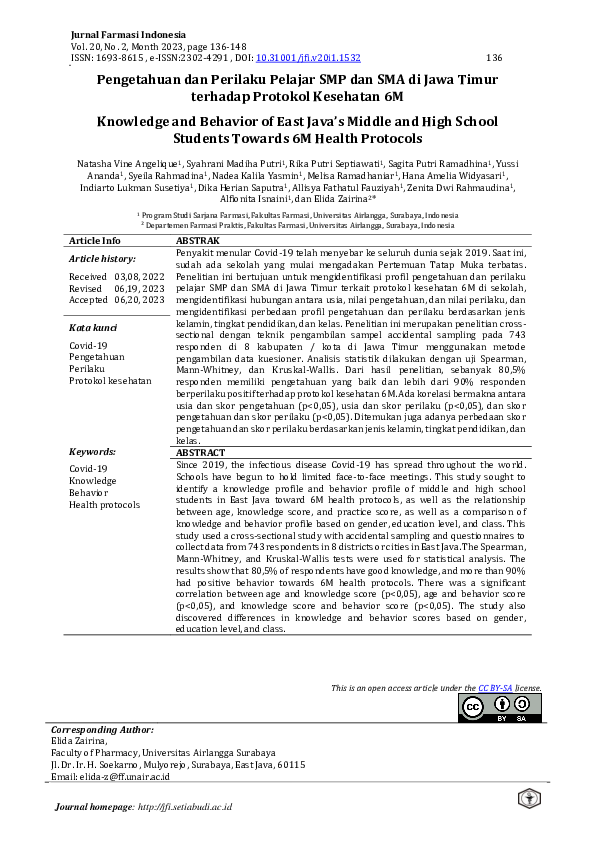 (PDF) Pengetahuan dan Perilaku Pelajar SMP dan SMA di Jawa Timur ...