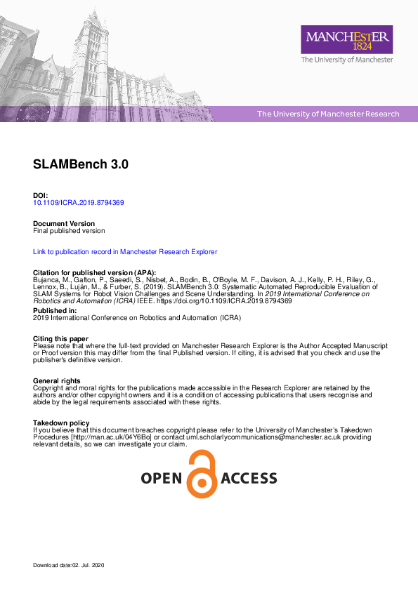 (PDF) SLAMBench 3.0: Systematic Automated Reproducible Evaluation of SLAM Systems for Robot ...