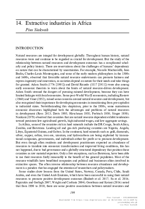 (PDF) Extractive industries in Africa