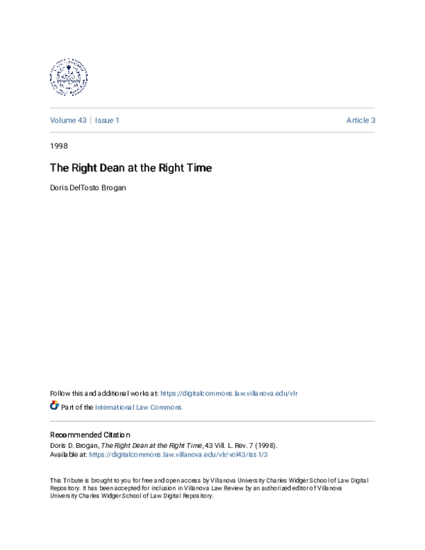 (PDF) The Right Dean at the Right Time