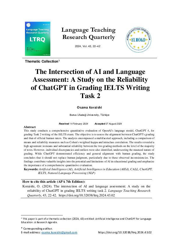 (PDF) The Intersection of AI and Language Assessment: A Study on the Reliability of ChatGPT in ...