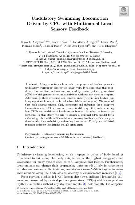 (PDF) Undulatory Swimming Locomotion Driven by CPG with Multimodal ...