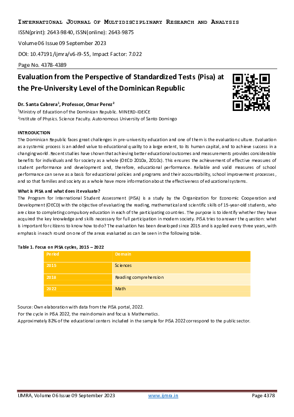 (PDF) Evaluation from the Perspective of Standardized Tests (Pisa) at ...