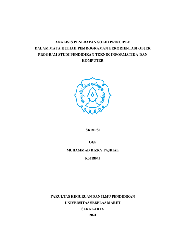 (PDF) Analisis Penerapan Solid Principle Dalam Mata Kuliah Pemrograman ...