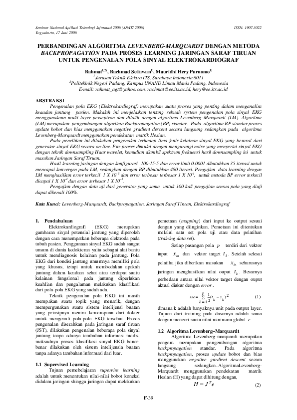 (PDF) Perbandingan Algoritma Levenberg-Marquardt dengan Metoda Backpropagation pada Proses ...