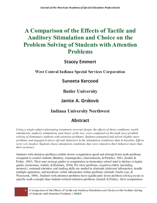(PDF) A Comparison of the Effects of Tactile and Auditory Stimulation ...
