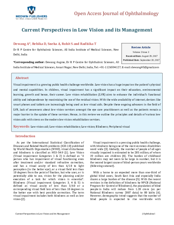 (PDF) Current Perspectives in Low Vision and its Management