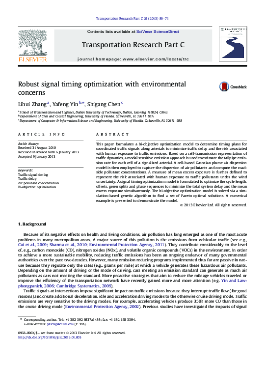 (PDF) Robust signal timing optimization with environmental concerns