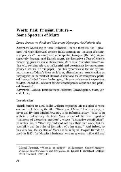 (PDF) Work: Past, Present, Future – Some Specters of Marx