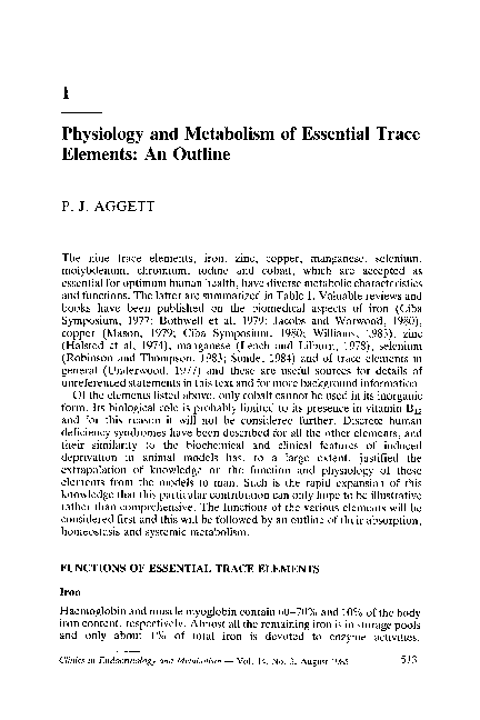 (PDF) 1 Physiology and metabolism of essential trace elements: An outline