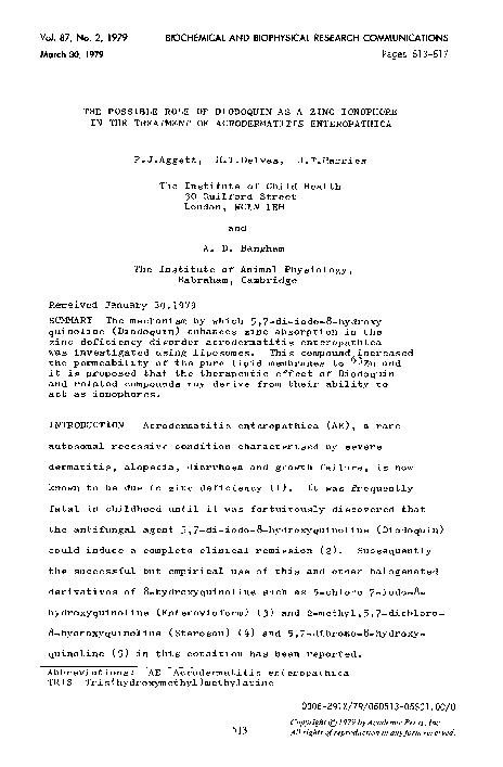 (PDF) The possible role of Diodoquin as a zinc ionophore in the ...