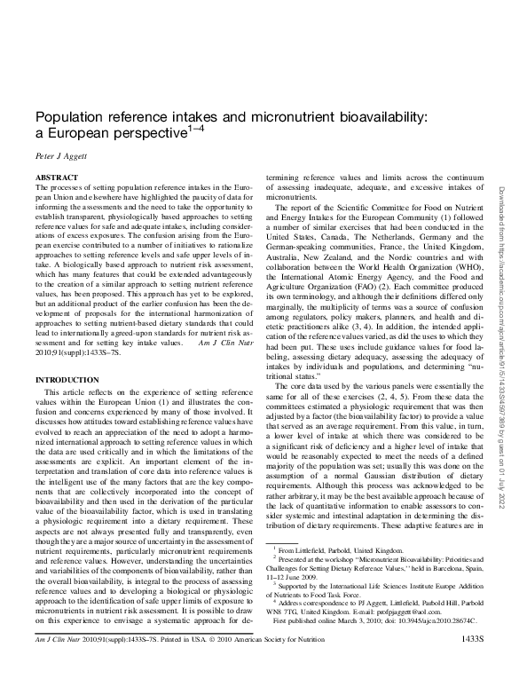 (PDF) Population reference intakes and micronutrient bioavailability: a ...