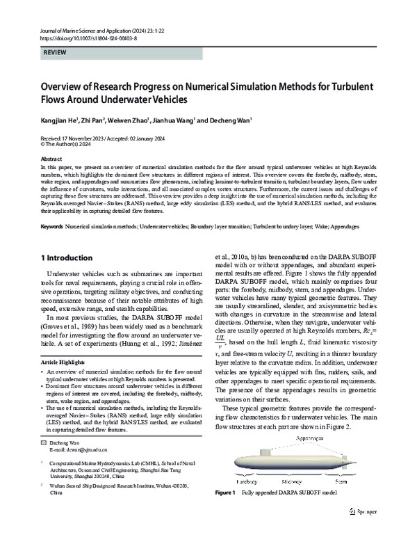 (PDF) Overview of Research Progress on Numerical Simulation Methods for Turbulent Flows Around ...
