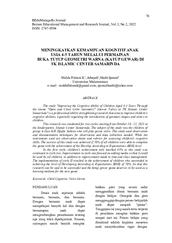 (PDF) Meningkatkan Kemampuan Kognitif Anak Usia 4-5 Tahun Melalui Permainan Buka Tutup Geometri ...