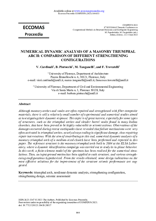 (PDF) Numerical Dynamic Analysis of a Masonry Triumphal Arch: Comparison of Different ...