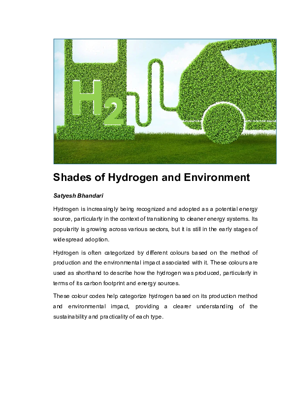 (PDF) Shades of Hydrogen and Environment