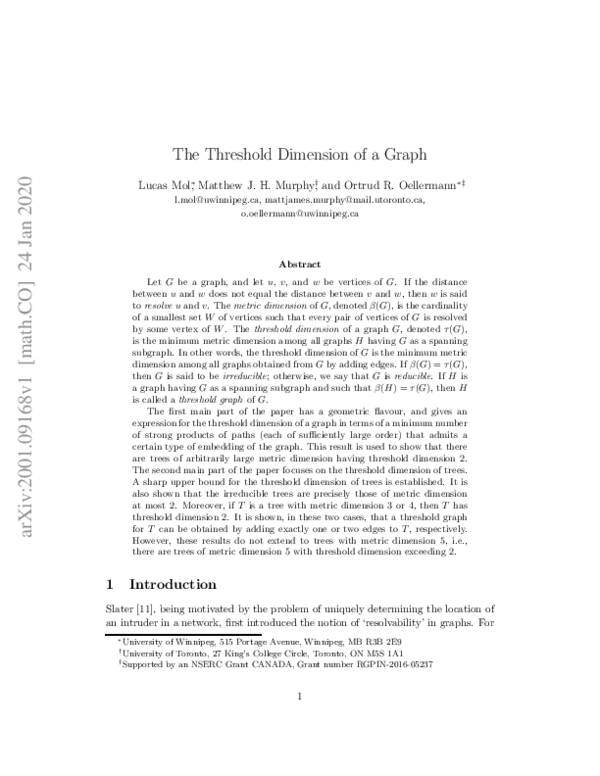 (PDF) The threshold dimension of a graph