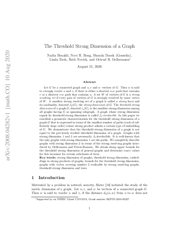 (PDF) The threshold strong dimension of a graph