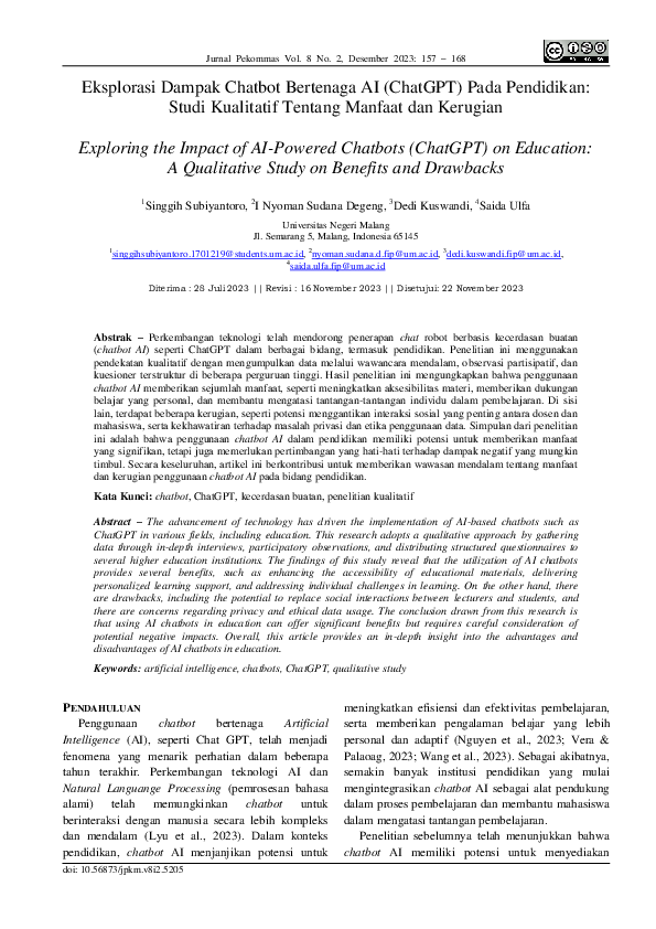 (PDF) Exploring the Impact of AI-Powered Chatbots (Chat GPT) on Education: A Qualitative Study ...