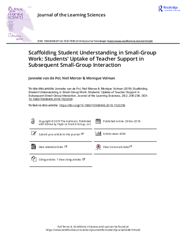 (PDF) Scaffolding Student Understanding in Small-Group Work: Students ...