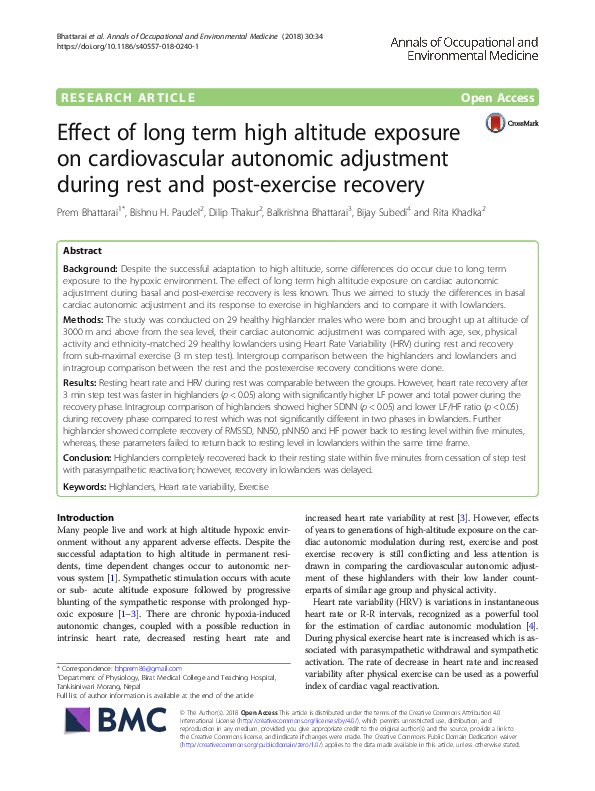 (PDF) Effect of long term high altitude exposure on cardiovascular autonomic adjustment during ...