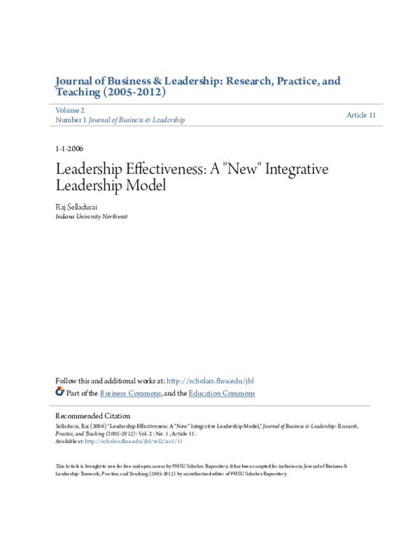 (PDF) Leadership Effectiveness: A "New" Integrative Leadership Model