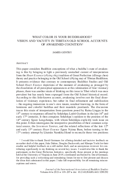 (PDF) What Color Is Your Buddhahood? Vision and Vacuity in Tibetan Old ...