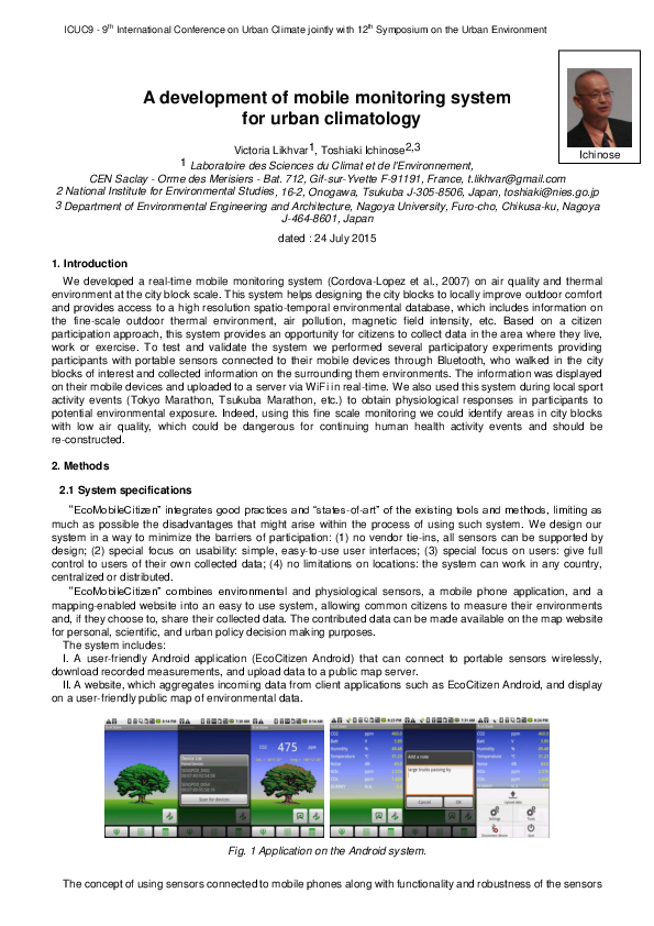 (PDF) A development of mobile monitoring system for urban climatology