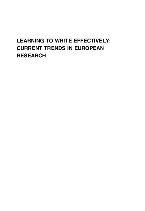 (PDF) Learning to Write Effectively: Current Trends in European Research | Patricia ROBLEDO ...
